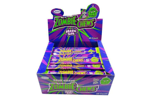 PRE ORDER -ZOMBIE CHEW SOUR GRAPE FLAVOUR 60 PACK. Wallies Lollies