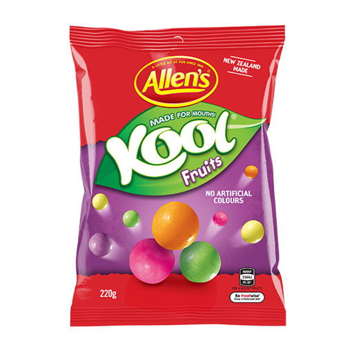 Allen's Kool Fruits in 1kg bag. Wallies Lollies
